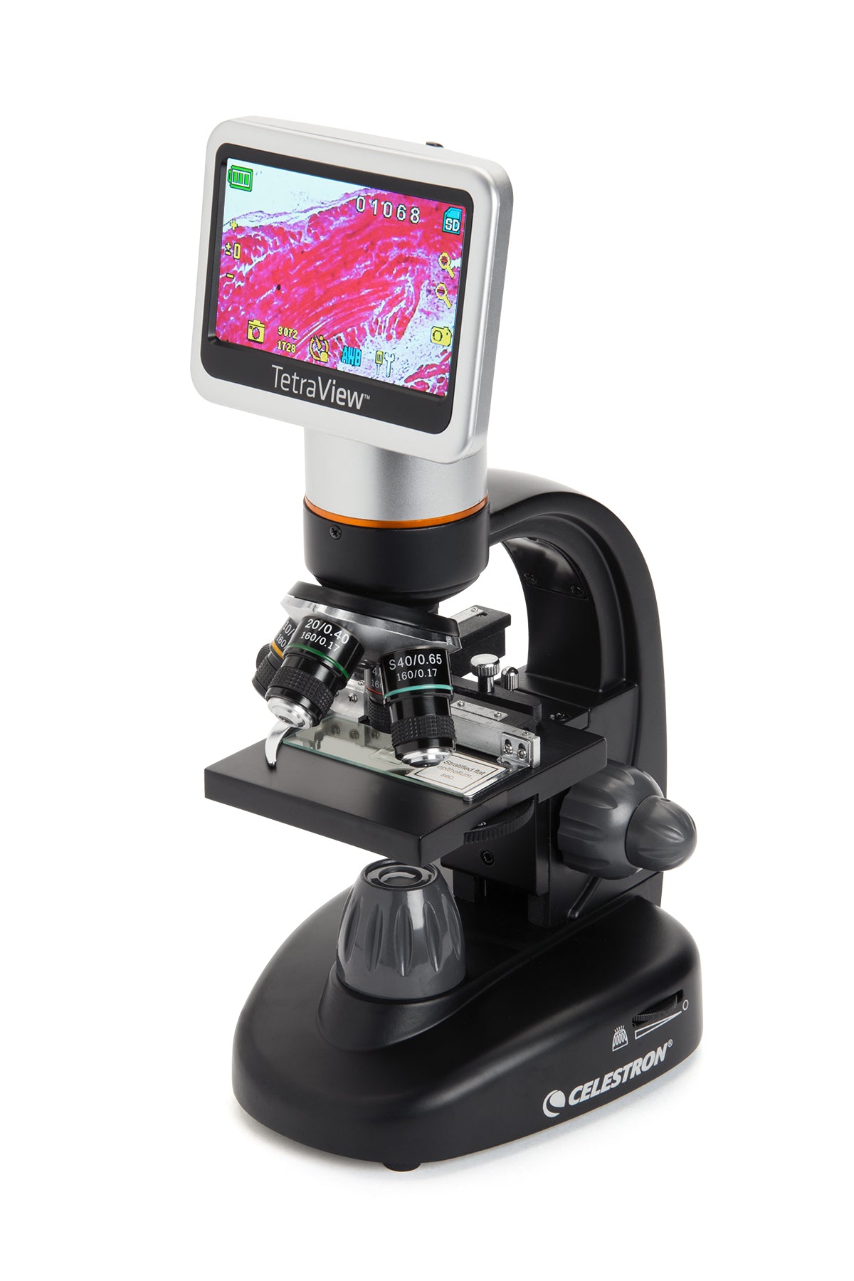 TetraView LCD Digital Microscope with 100 Slide Kit | Celestron