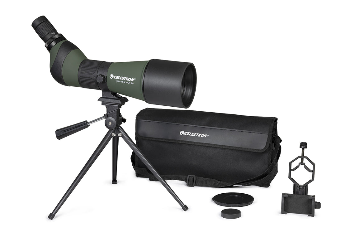 LandScout 20-60x80mm Angled Zoom Spotting Scope with Table-top Tripod ...
